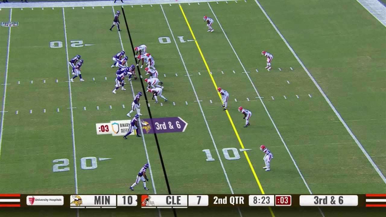 Jeremiah Martin's powerful sack of Mullens forces Vikes into field goal try