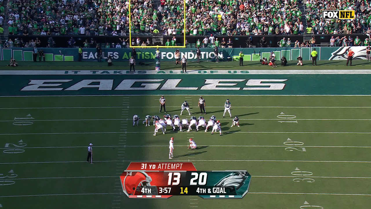 Hopkins 31-yard FG cuts Browns deficit to 20-16 vs. Eagles | Browns vs ...