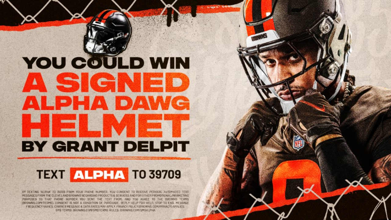 Text for chance to win a signed Alpha Dawg helmet