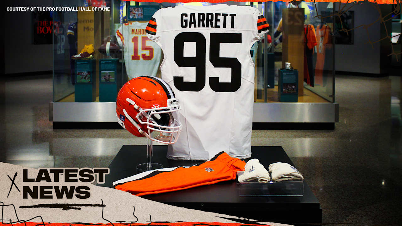 Myles Garrett's uniform on display in Pro Football Hall of Fame