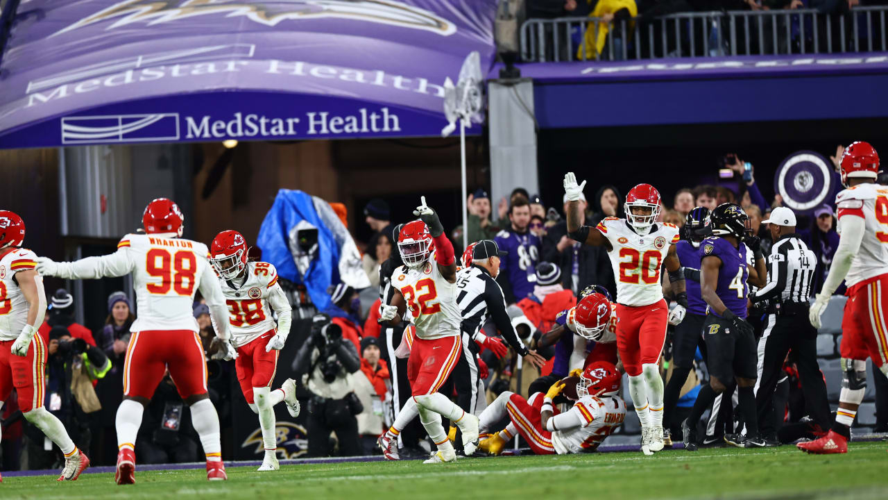 Kansas City Chiefs cornerback L'Jarius Sneed strips Baltimore Ravens ...