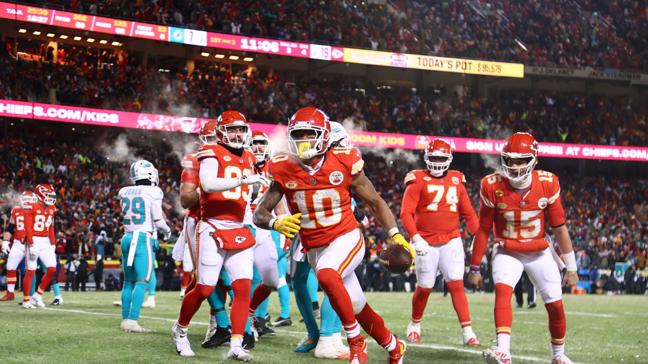 Kansas City Chiefs running back Isiah Pacheco muscles his way into the ...
