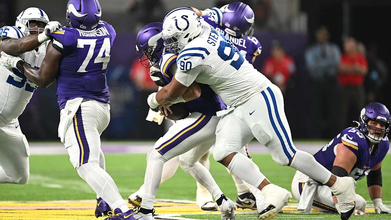 HIGHLIGHT: Grover Stewart with a spectacular sack, leading to a fumble ...