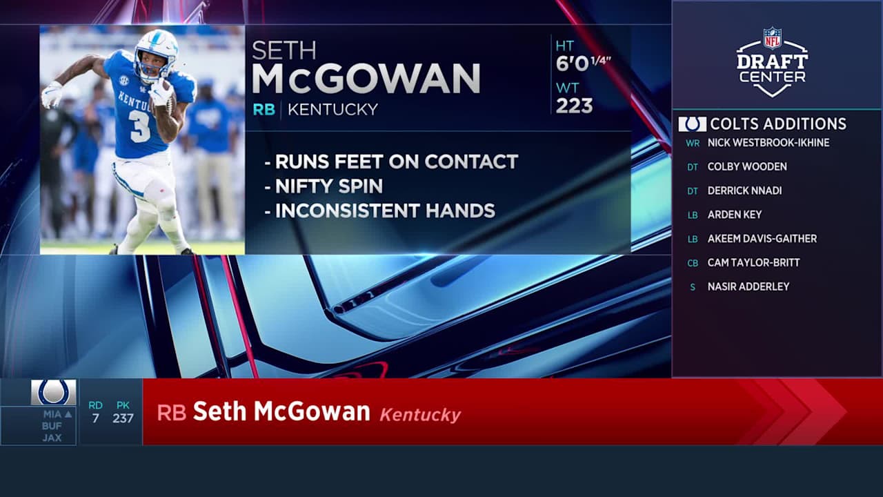Colts select Seth McGowan with No. 237 pick in 2026 draft