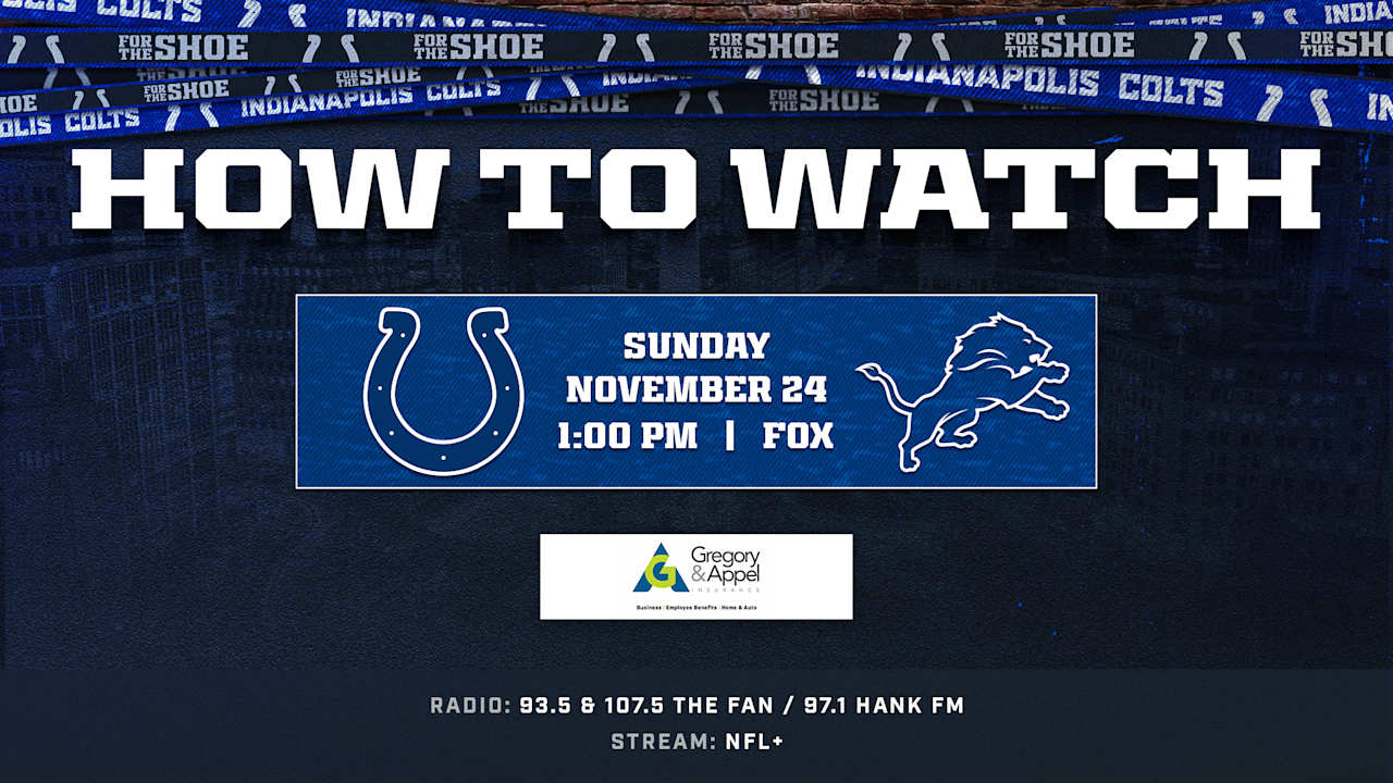 What channel is the Colts game on? The week 12 game against Detroit ...