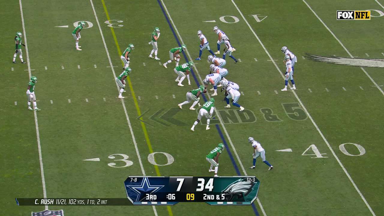 Cooper Rush and Jalen Tolbert connect for a 19-yard gain