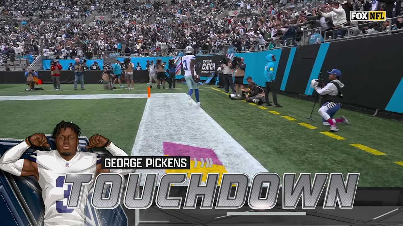 Pickens catches his sixth TD of '25 on a 34-yard pass from Dak