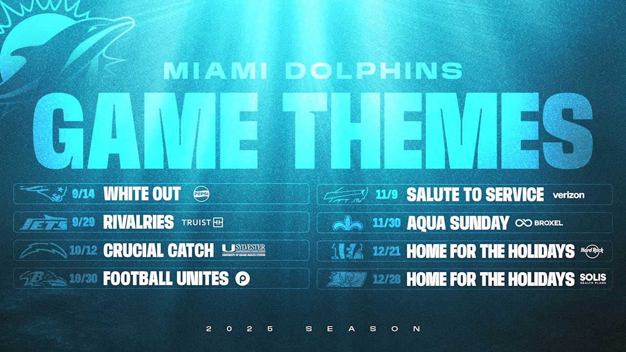 Miami Dolphins Announce 2025 Home Games Themes
