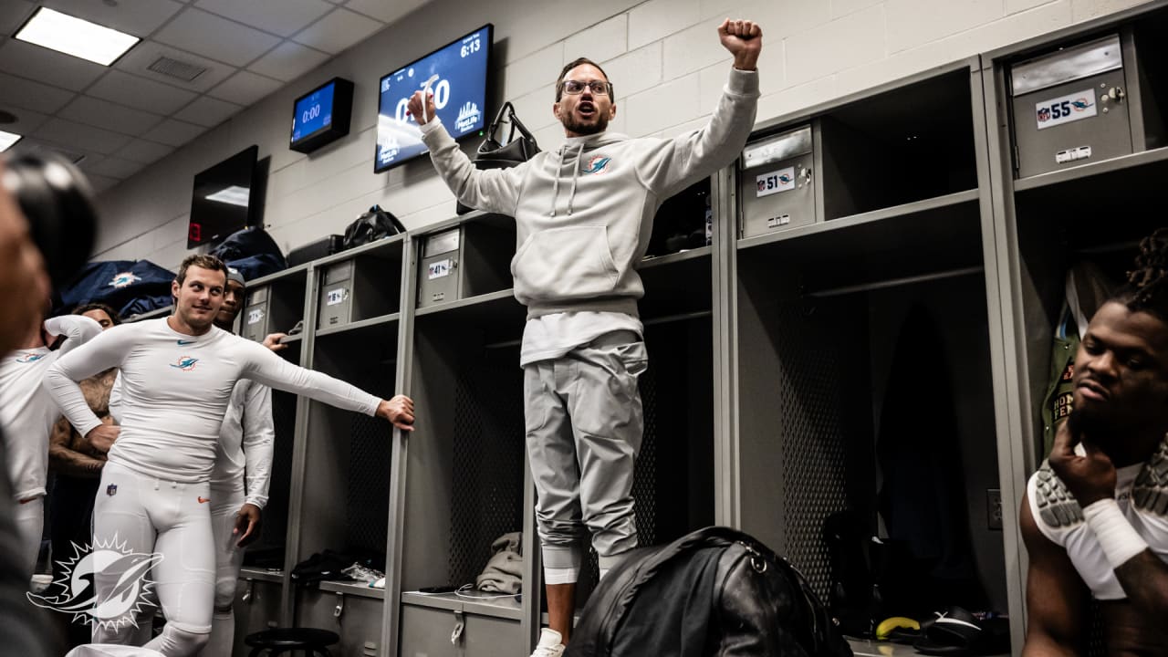 Dolphins at Jets: Locker Room Celebration