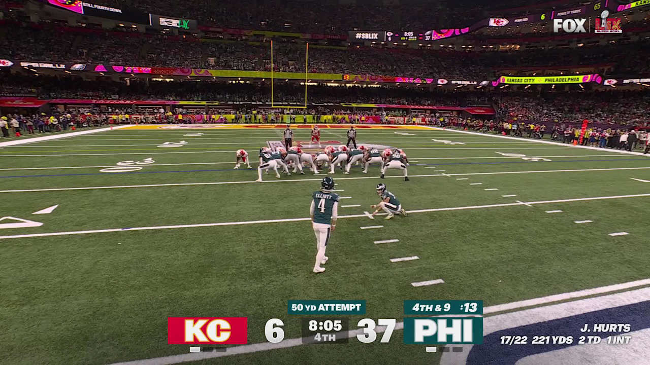 Highlight: Jake Elliott BOOMS 50-yard FG to boost Eagles' lead to 40-6 ...