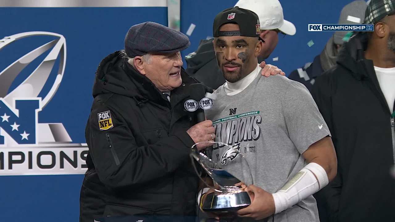 Eagles presented with George Halas Trophy following NFC Championship ...