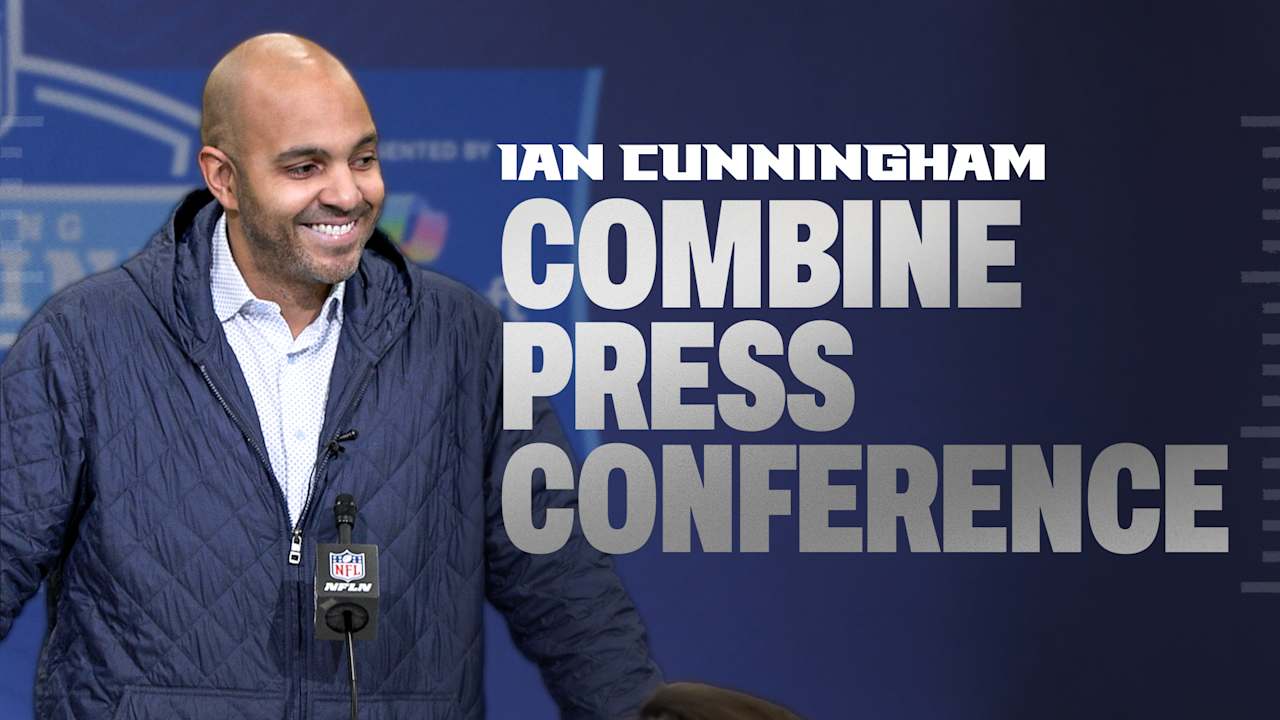 Atlanta Falcons GM Ian Cunningham speaks to the media at the NFL ...