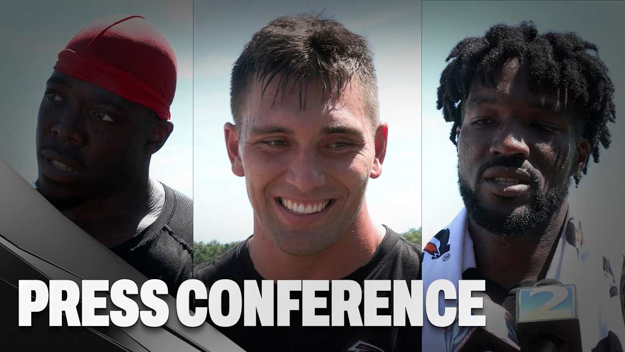 Elliss, Harrison, Floyd & other Falcons on the first padded practice of ...