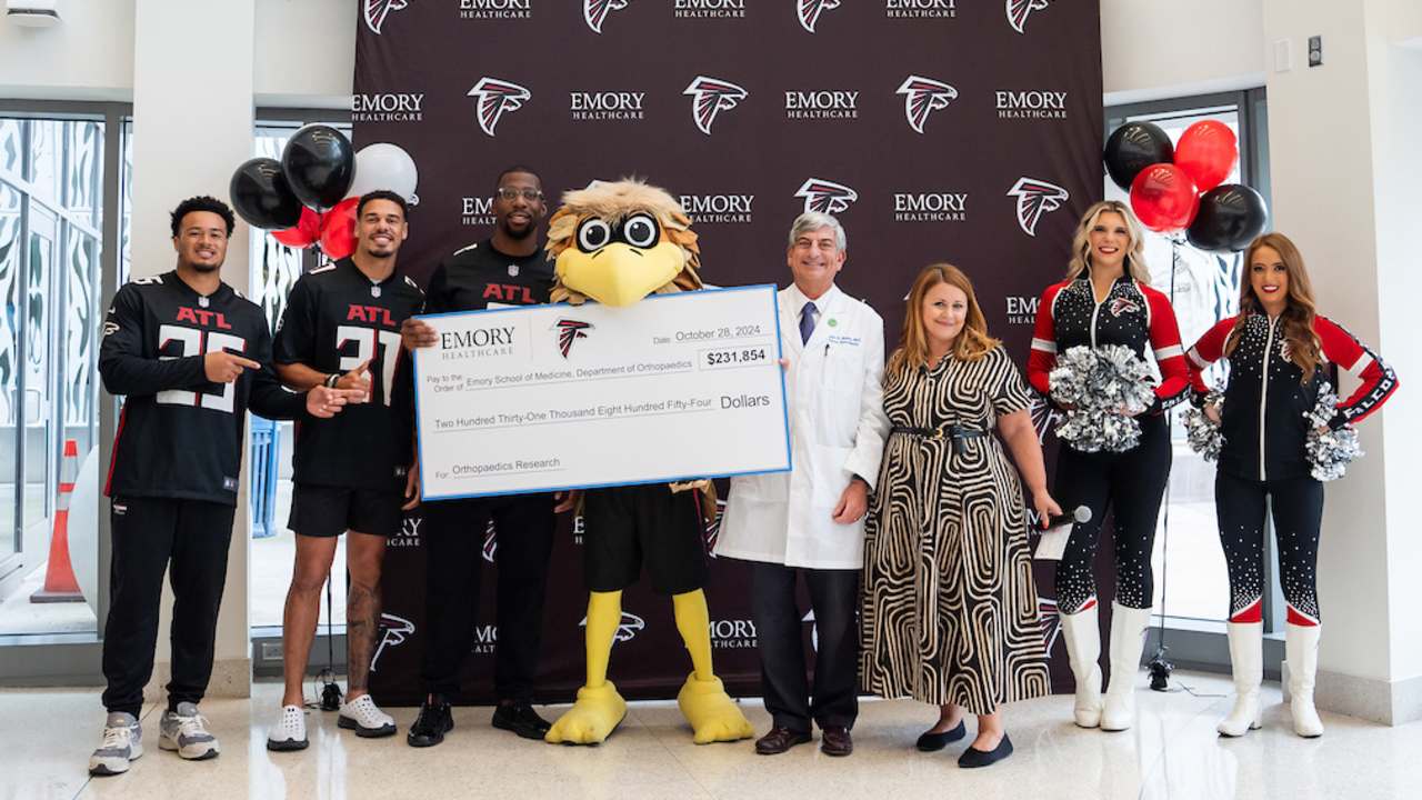 Falcons make donation to help fund orthopaedic research at Emory Healthcare