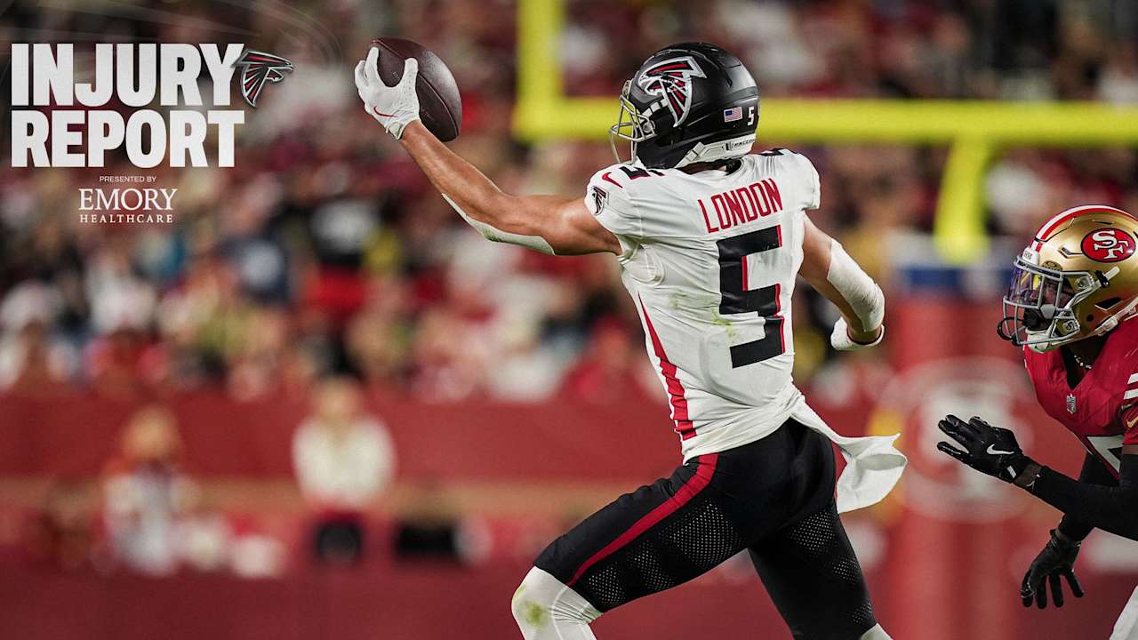 Falcons injury report: Drake London, Brandon Dorlus ruled out, James Pearce Jr. questionable vs ...