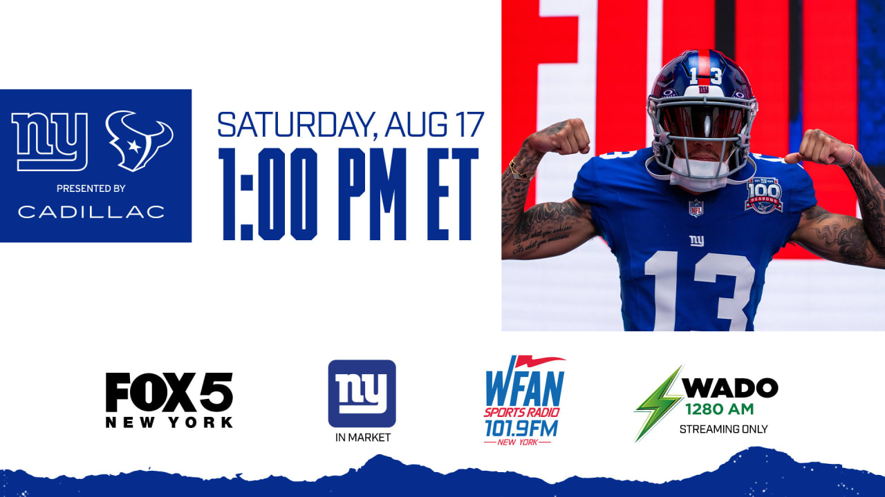 Giants vs. Texans: How to Watch, Listen & Live Stream Preseason Week 2