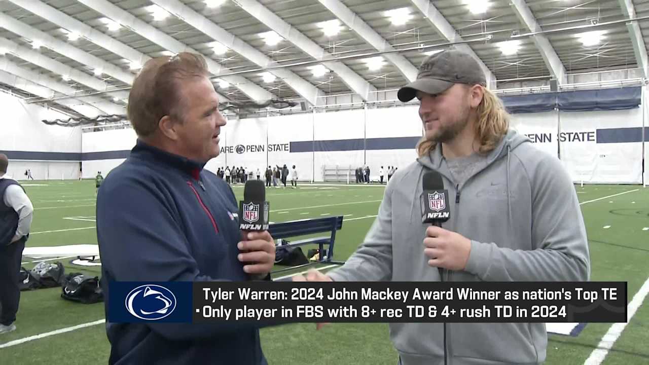 Tyler Warren talks at Penn State 2025 Pro Day