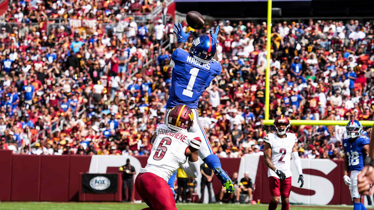 Russell Wilson with a 21-yard completion to Malik Nabers | Giants vs ...
