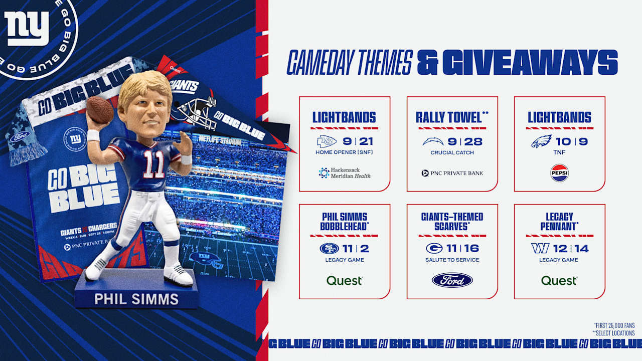 Giants announce 2025 gameday themes & giveaways, including Phil Simms ...