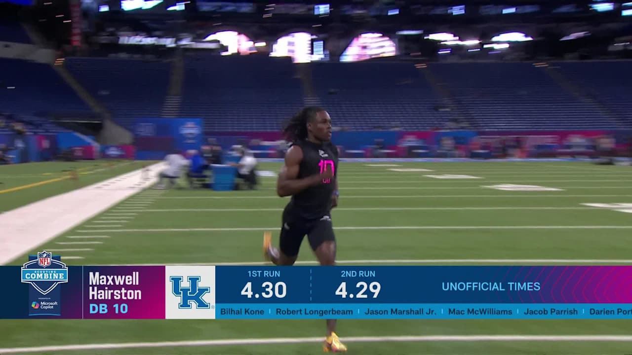 Kentucky DB Maxwell Hairston runs 4.29 40-yard dash at 2025 NFL Combine