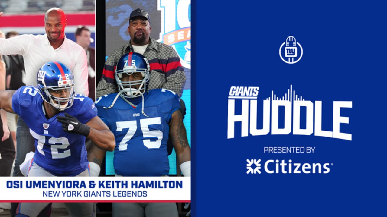 Giants Huddle | Osi Umenyiora and Keith Hamilton