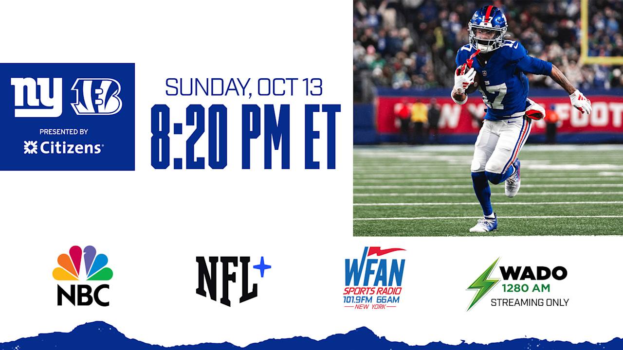 Giants vs. Bengals: How to Watch, Listen & Live Stream Week 6