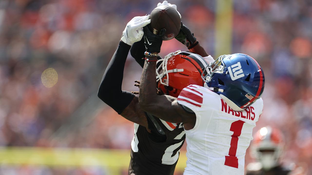 Malik Nabers snags 28-yard catch from Daniel Jones | Giants vs. Browns ...