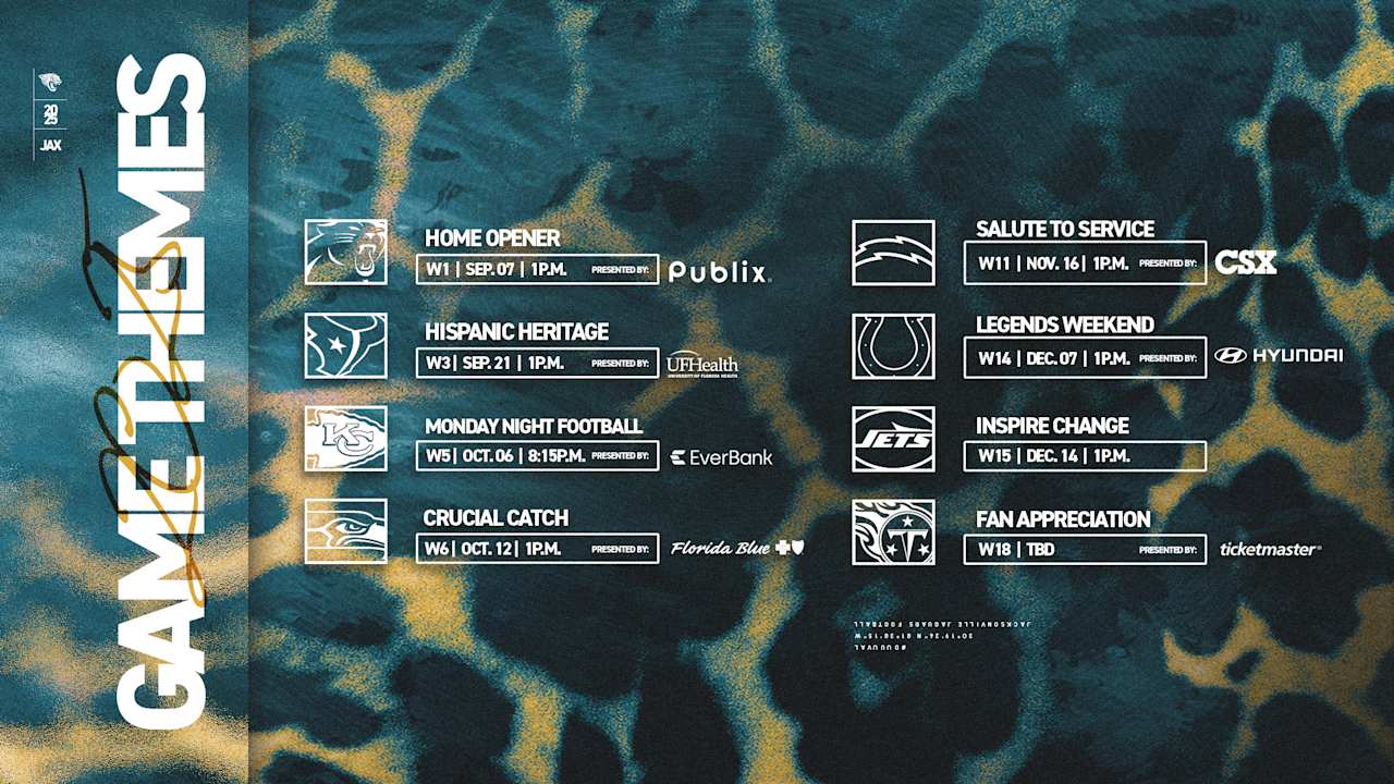 Jacksonville Jaguars Announce Home Game Themes for the 2025 Regular Season