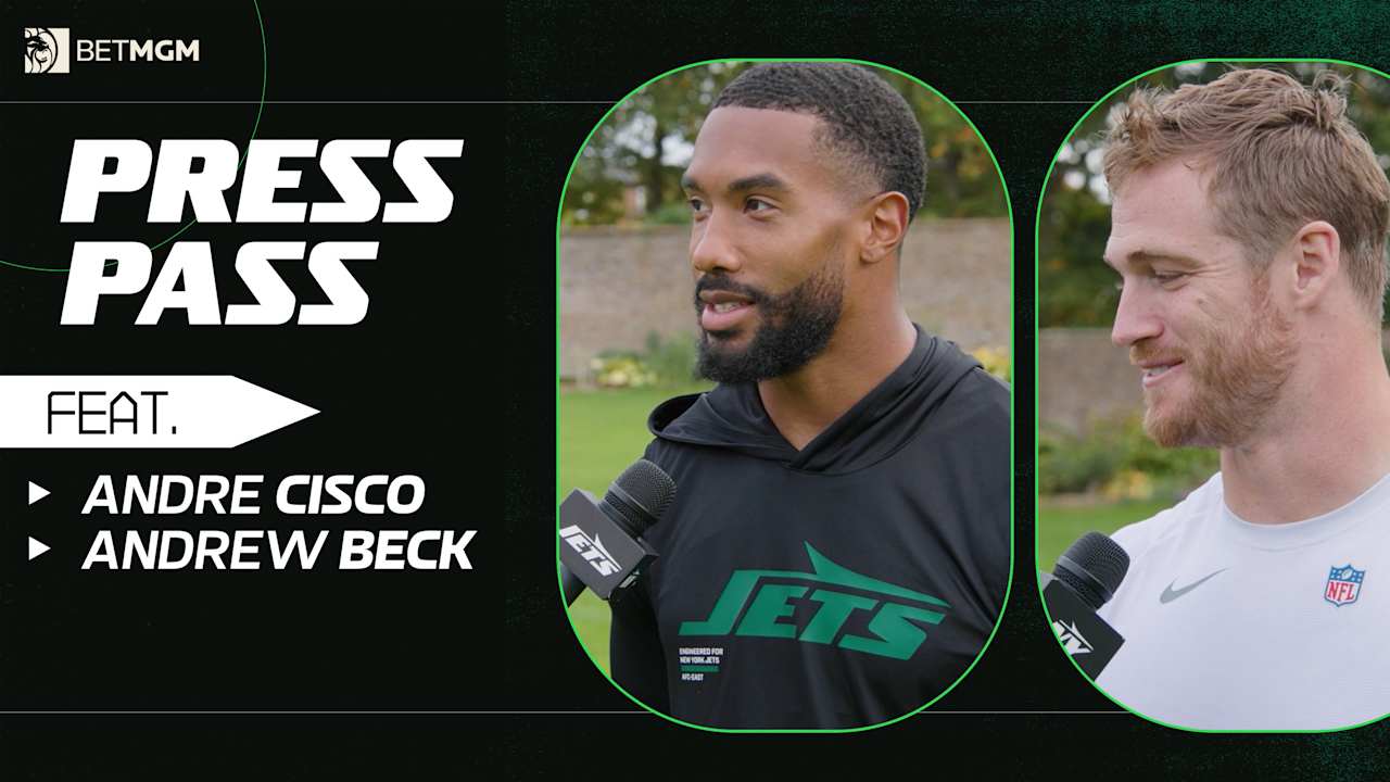 Jets-Broncos Preview Interviews in London | S Andre Cisco & FB Andrew Beck