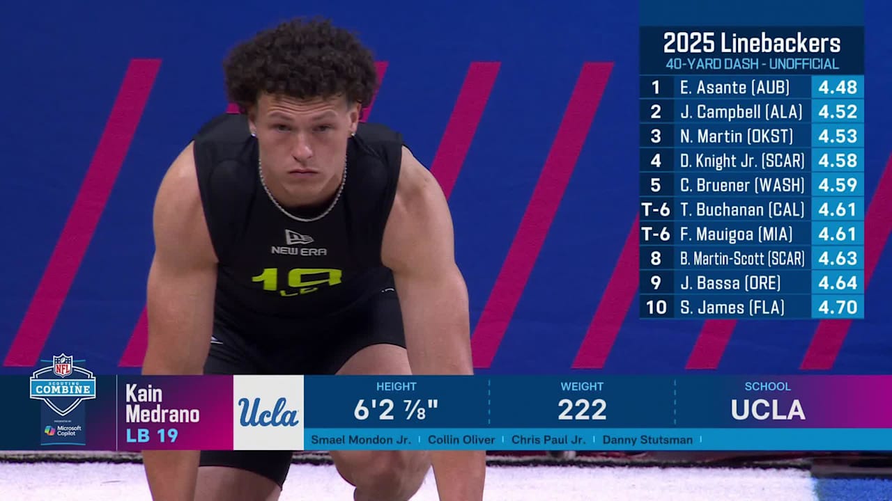 UCLA LB Kain Medrano Runs 4.46 40-yard Dash