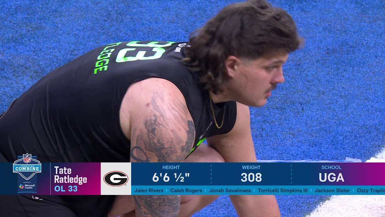Georgia OT Tate Ratledge Runs 4.97 40-yard Dash
