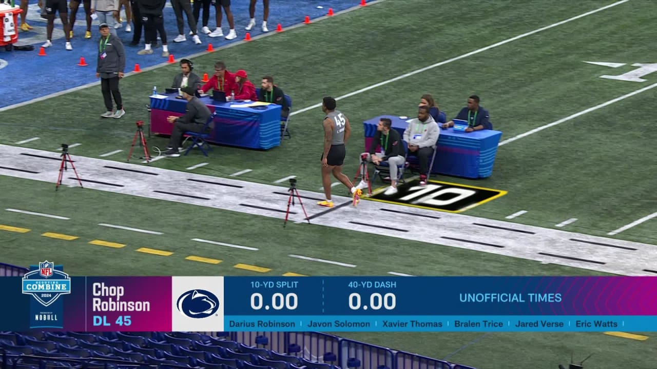 Edge Chop Robinson (Penn State) Runs 4.48-Second 40-Yard Dash at 2024 ...
