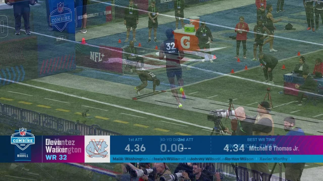 WR Devontez Walker (North Carolina) Runs 4.36-Second 40-Yard Dash at 2024 NFL Combine