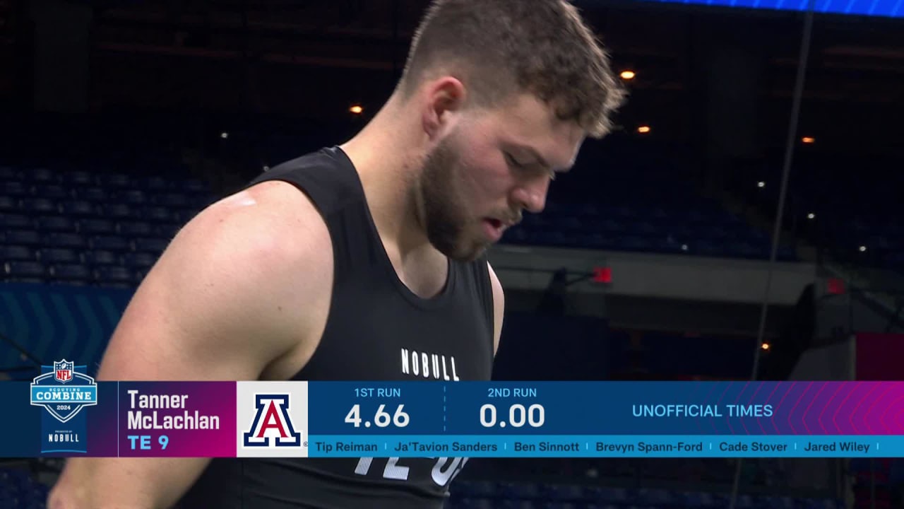 TE Tanner McLachlan (Arizona) Runs 4.61-Second 40-Yard Dash at 2024 NFL ...