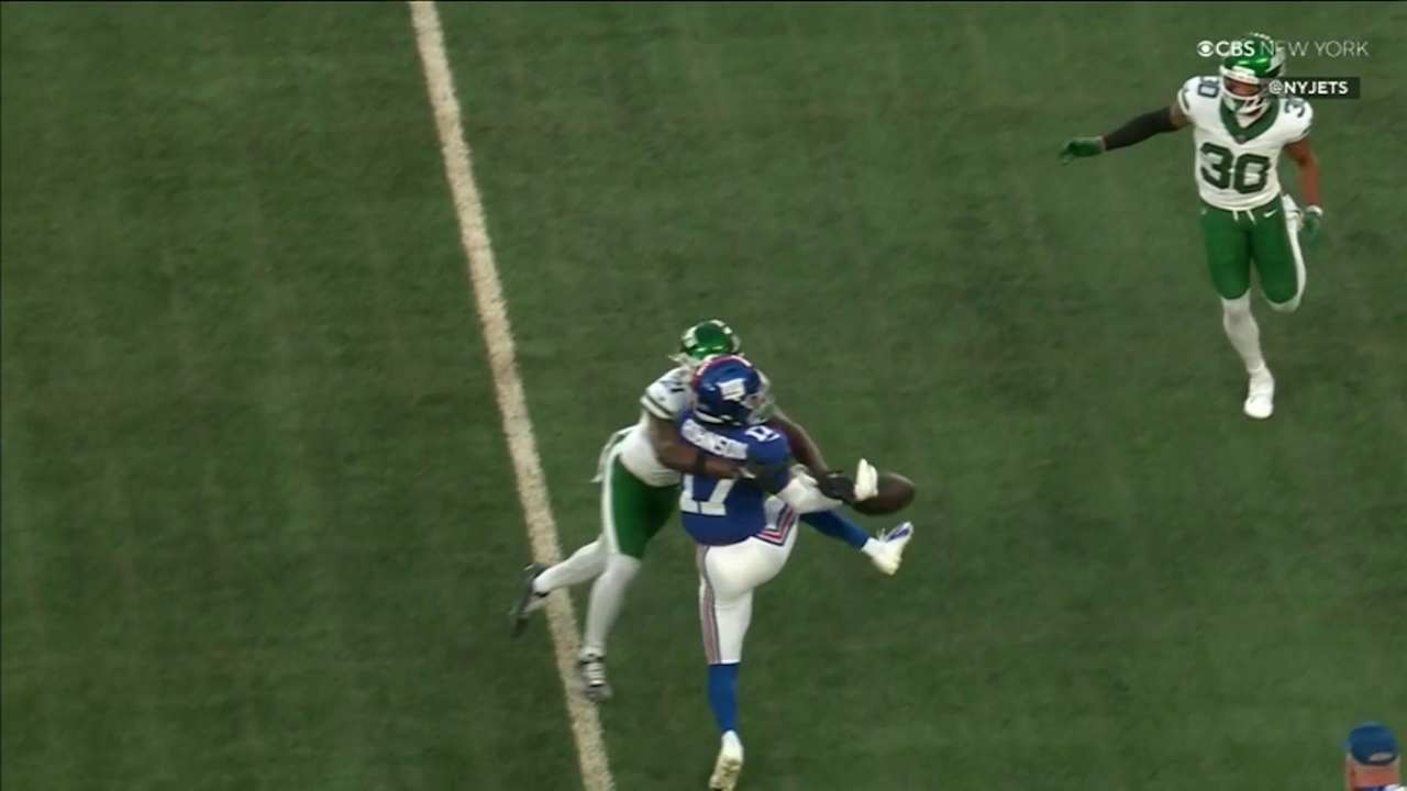 Jets-Giants Highlight | Brandon Stephens Breaks on a Russell Wilson ...