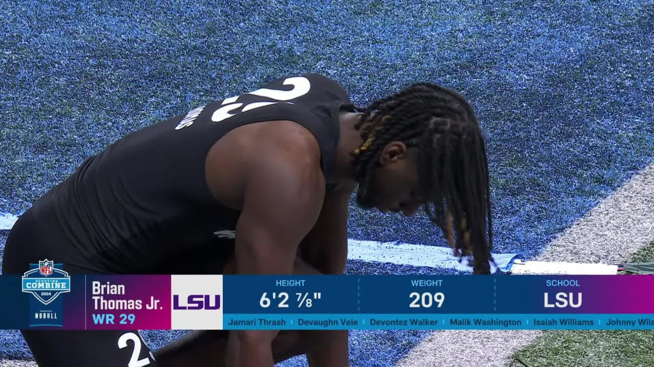 WR Brian Thomas Jr. (LSU) Runs 4.33-Second 40-Yard Dash at 2024 NFL Combine