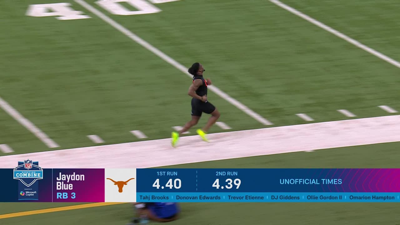 Texas RB Jaydon Blue Runs 4.38 40-yard Dash