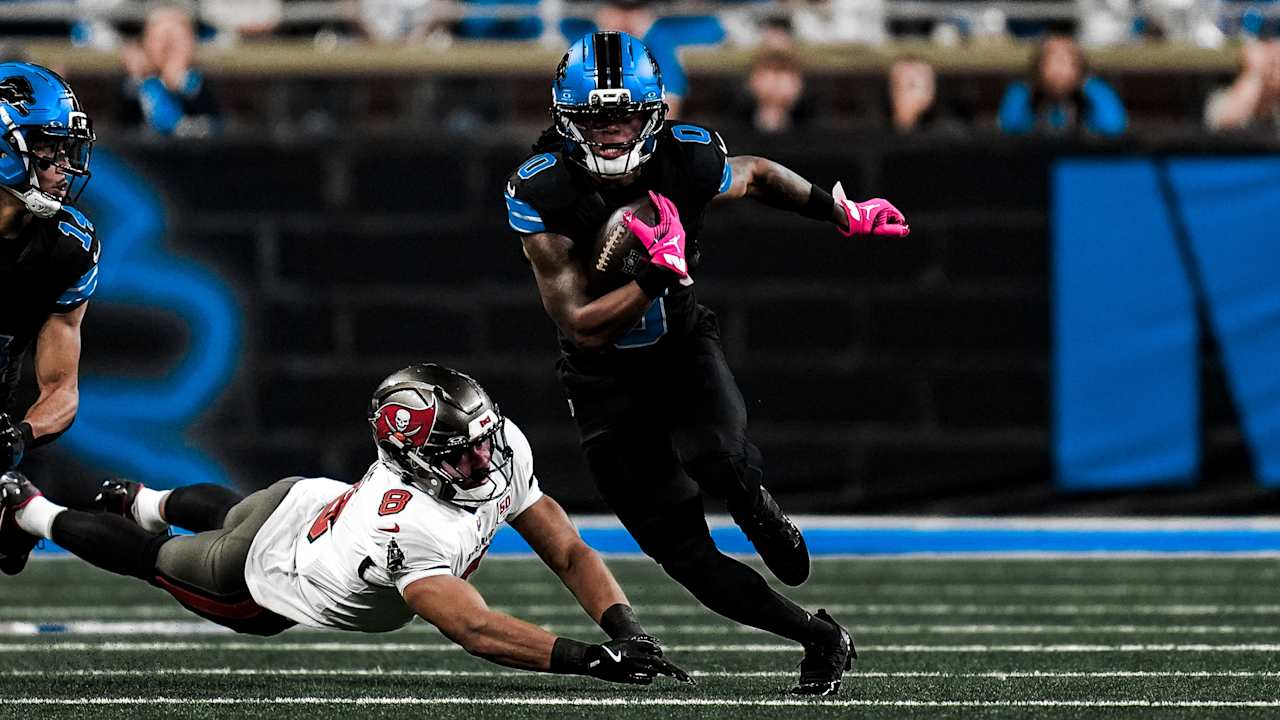 HIGHLIGHT: Gibbs jukes multiple defenders on electrifying 30-yard catch ...