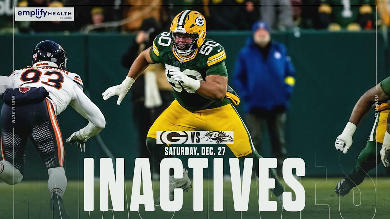 RT Zach Tom out for Green Bay vs. Baltimore | Packers-Ravens inactives