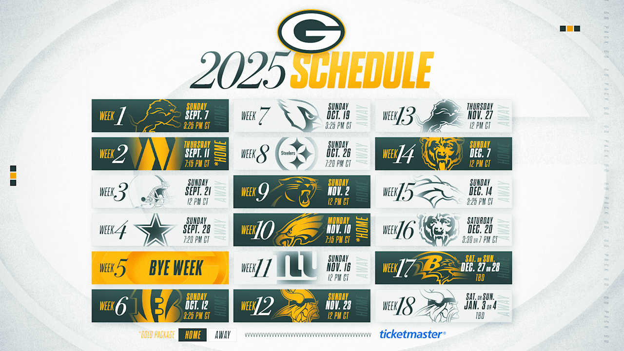 Green Bay Packers' 2025 NFL season schedule in photos