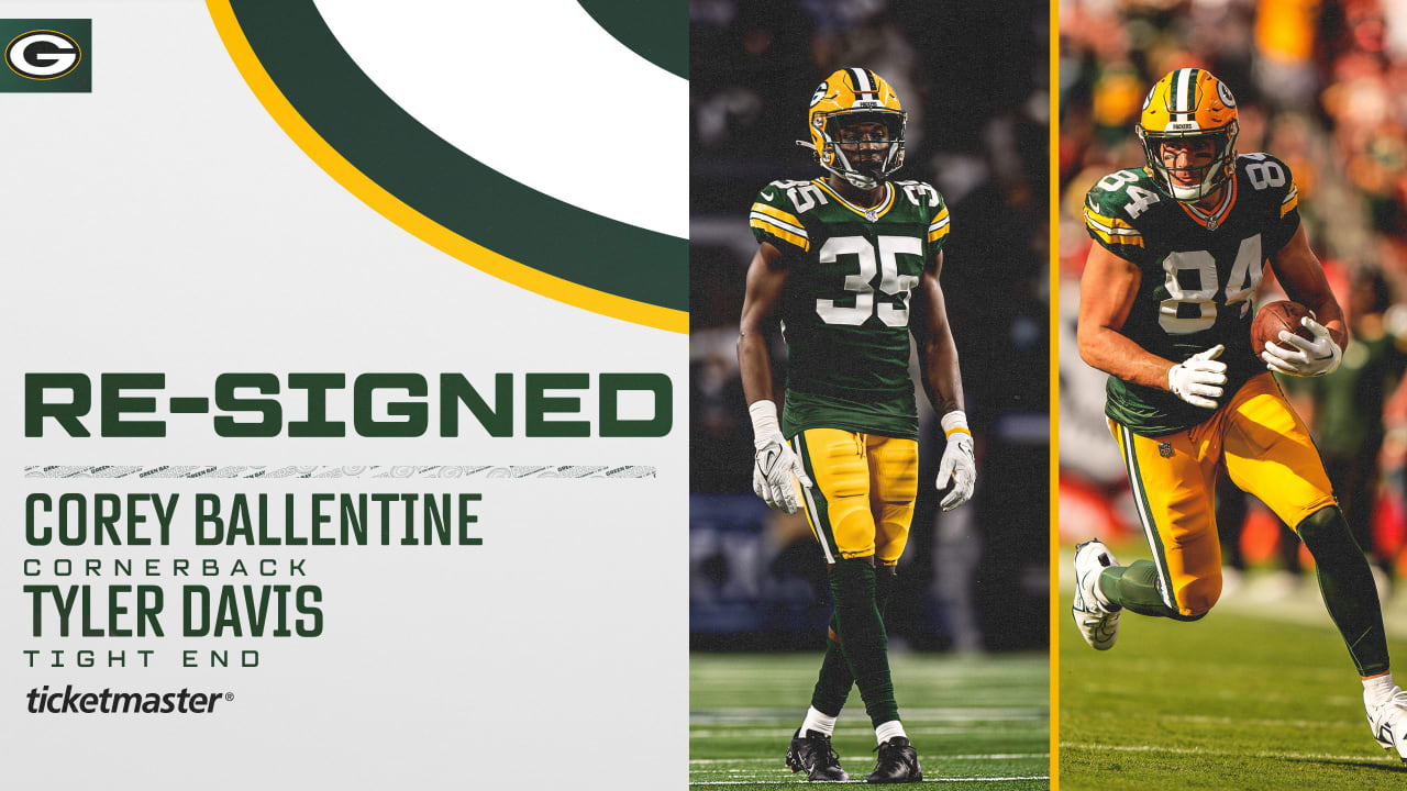 Packers re-sign CB Corey Ballentine and TE Tyler Davis
