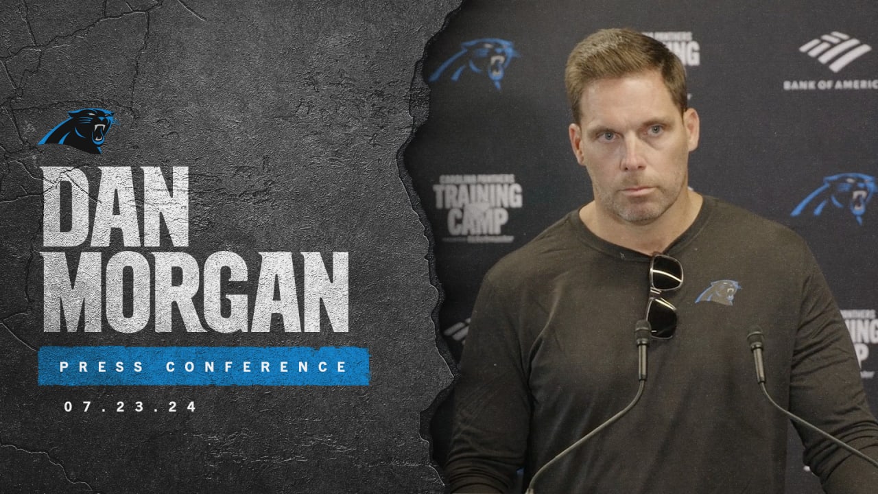 Dan Morgan addresses the media before training camp