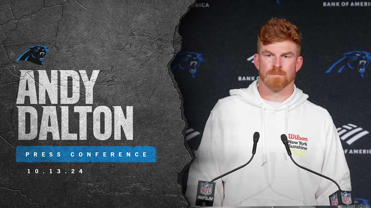 Andy Dalton speaks to the media after Week 6 against Atlanta