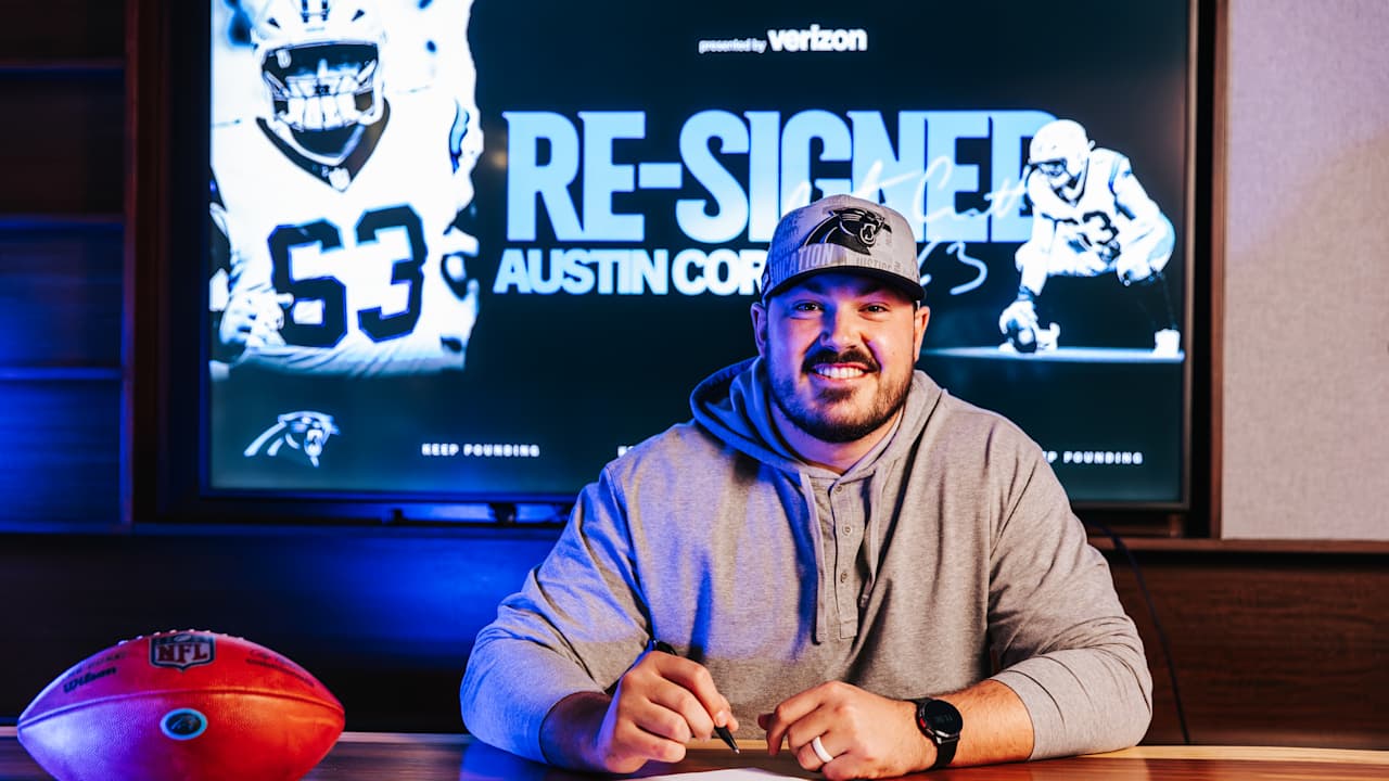 PHOTOS: Austin Corbett officially re-signs with the Panthers
