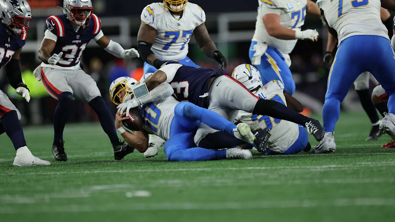 Anfernee Jennings lowers the boom on Herbert to notch Pats' fifth sack ...