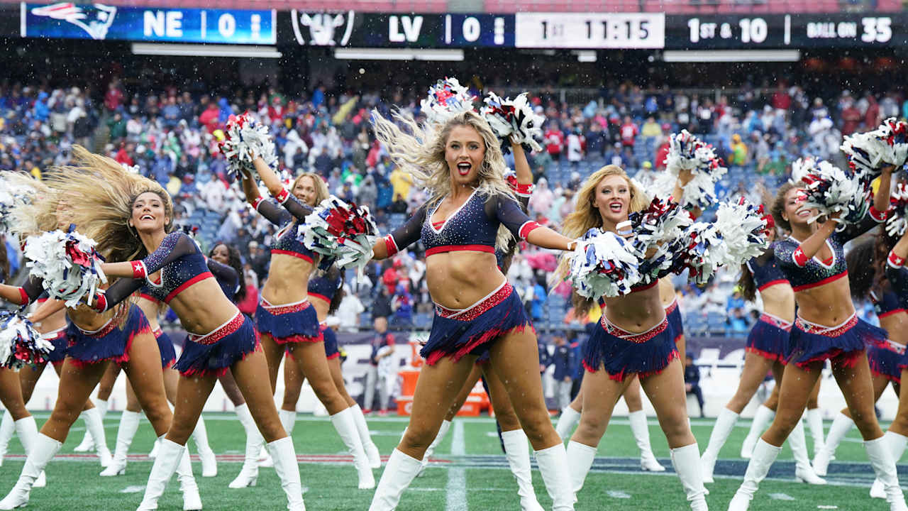 Patriots Cheerleaders perform at Gillette Stadium during Patriots vs. Raiders Home Opener
