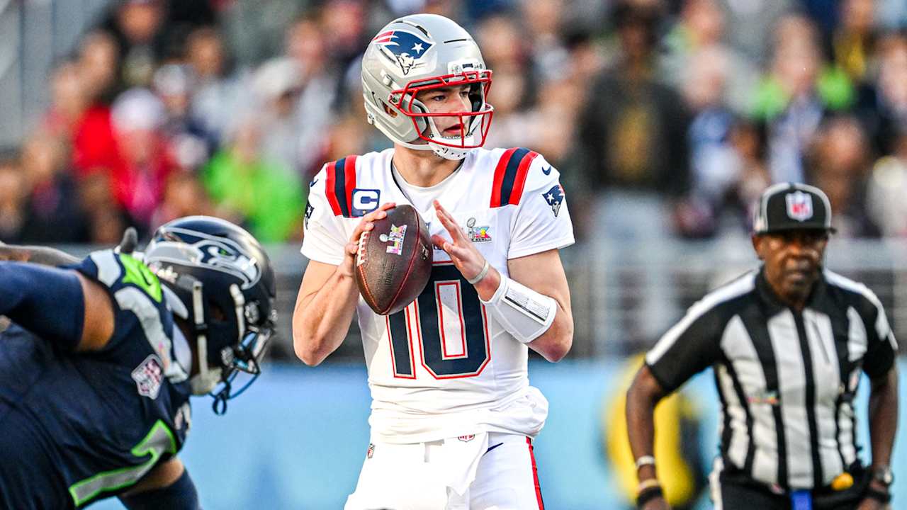Maye's first completion of Super Bowl LX marks a 7-yard pass to ...