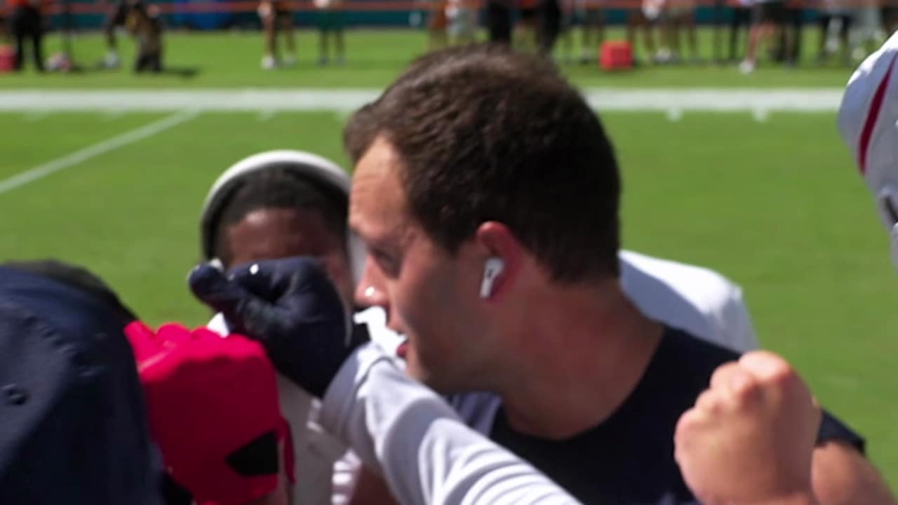 Hunter Henry Leads the Offensive Huddle During Pregame Warm-Ups