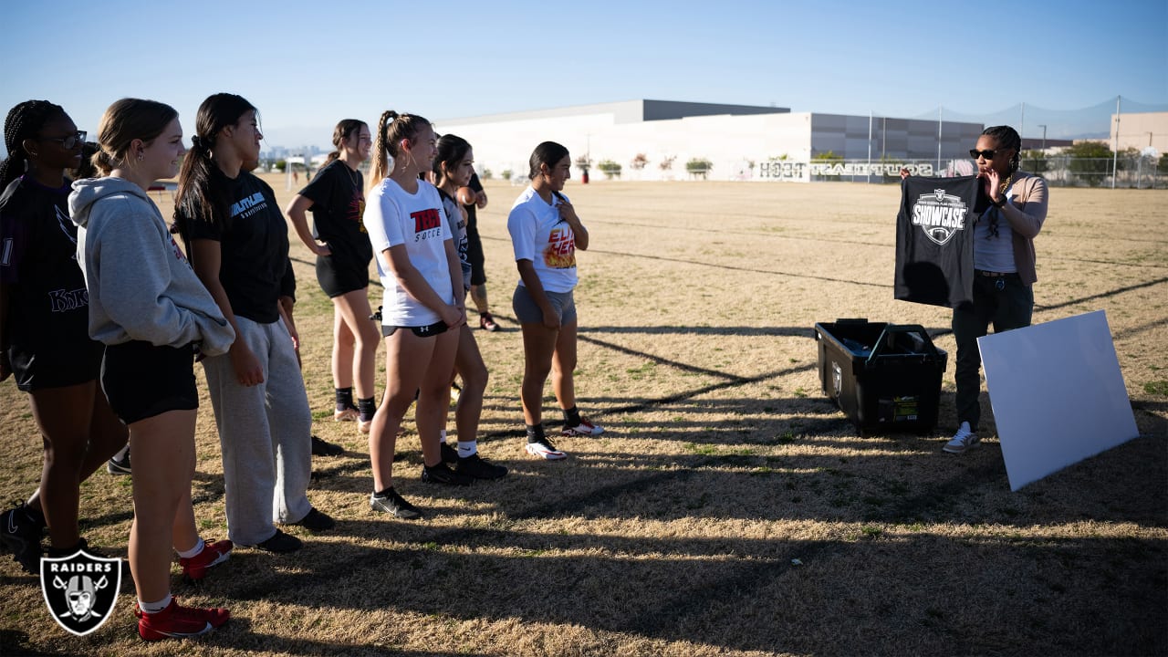 Photos: Raiders hype up local high school flag football team