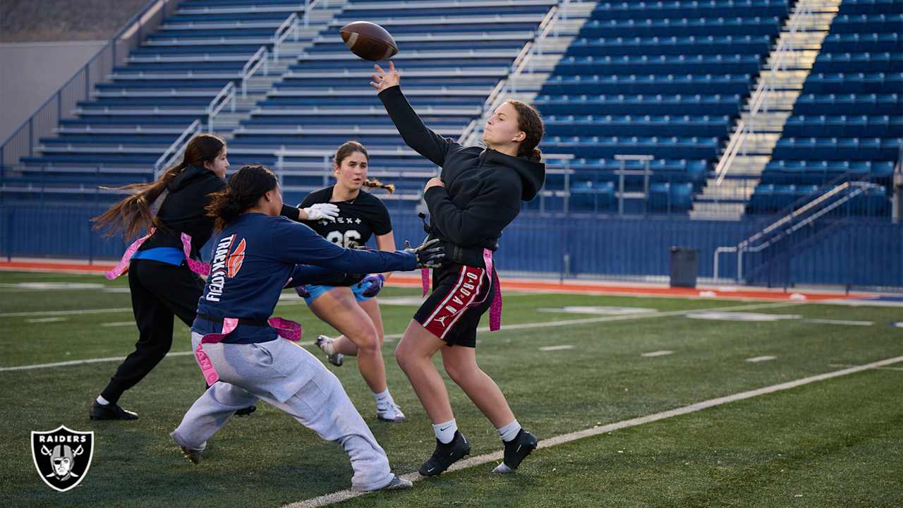 Photos: Raiders hype up local high school flag football teams